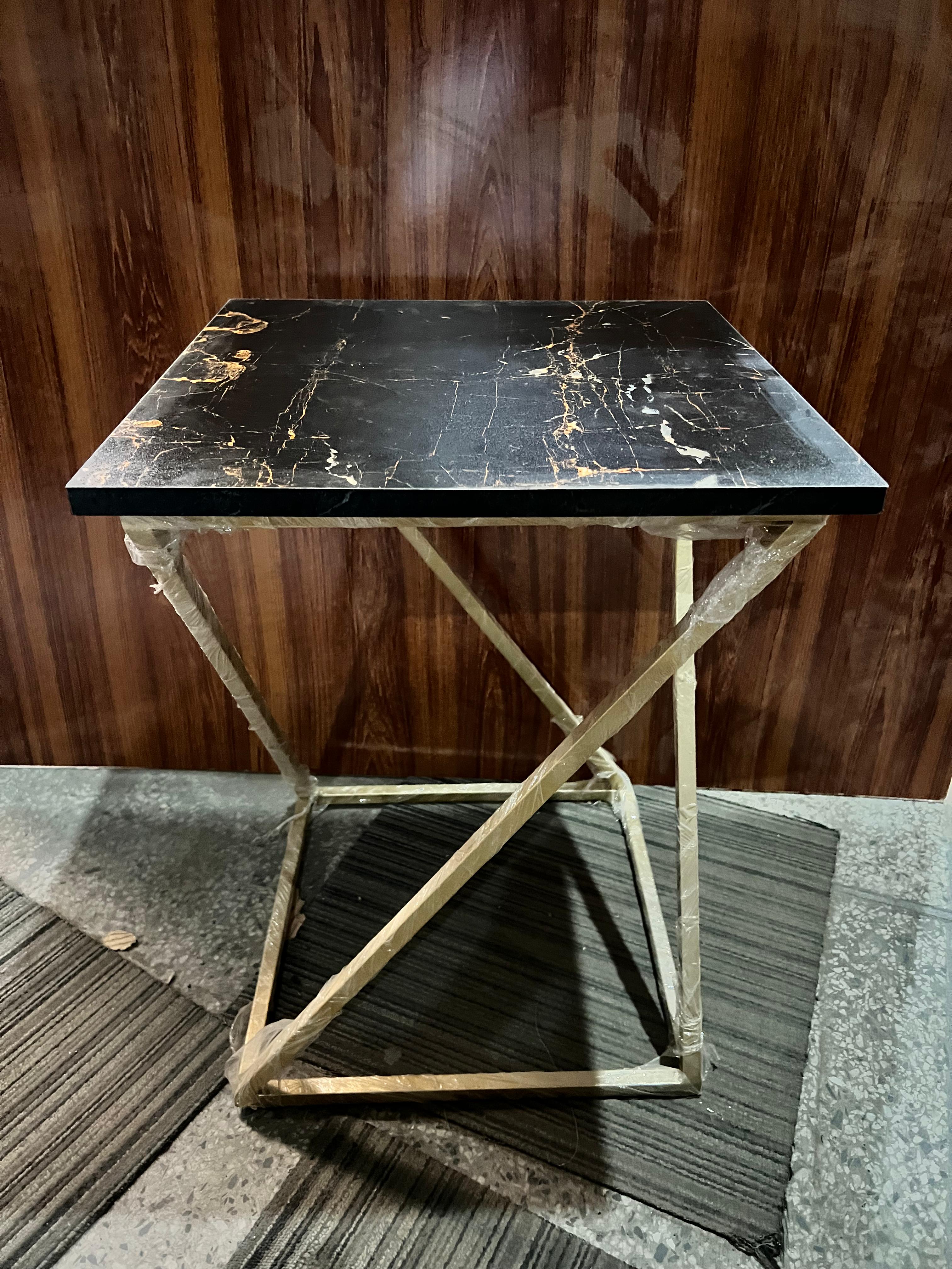 Gold Side Table, Metal Rectangle End Table Modern Sofa Side Table with ...