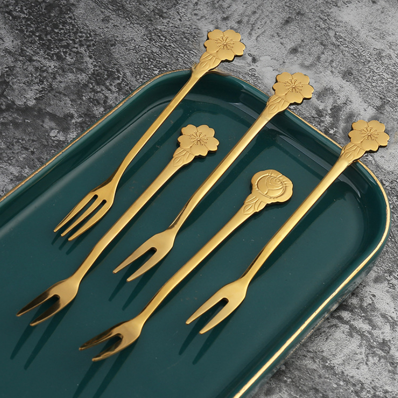 Stainless Steel Mini Sakura Rose flower Fork- for Coffee Tea Dessert ...