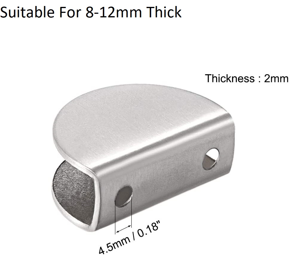 4 PCS D Shaped Stainless Steel Glass Shelf Brackets With Screws ...