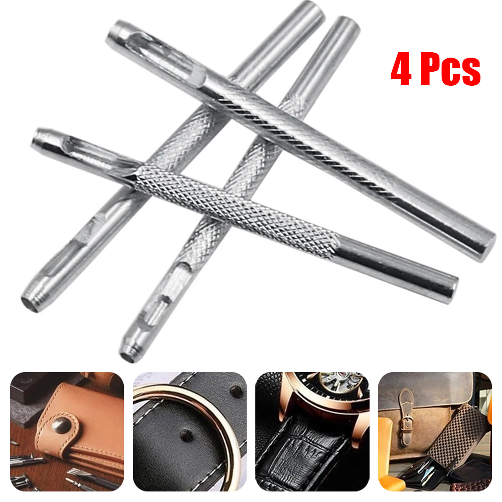 4 Pcs Belt Hole Punchers Leather Round Hole Punch Kit Belt Watch Band ...