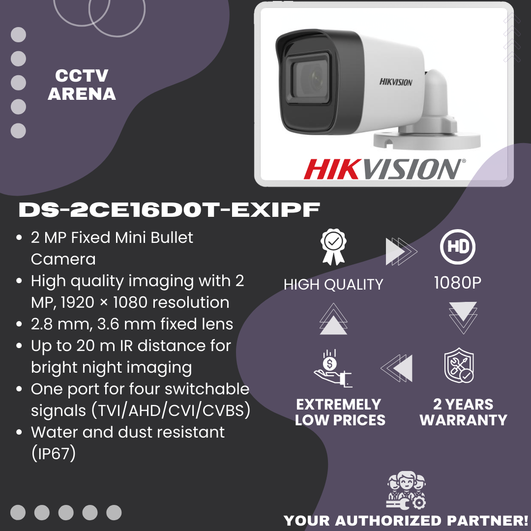 HIKVISION DS-2CE16D0T-EXIPF 2 MP Fixed Mini Camera Turbo HD Products ...