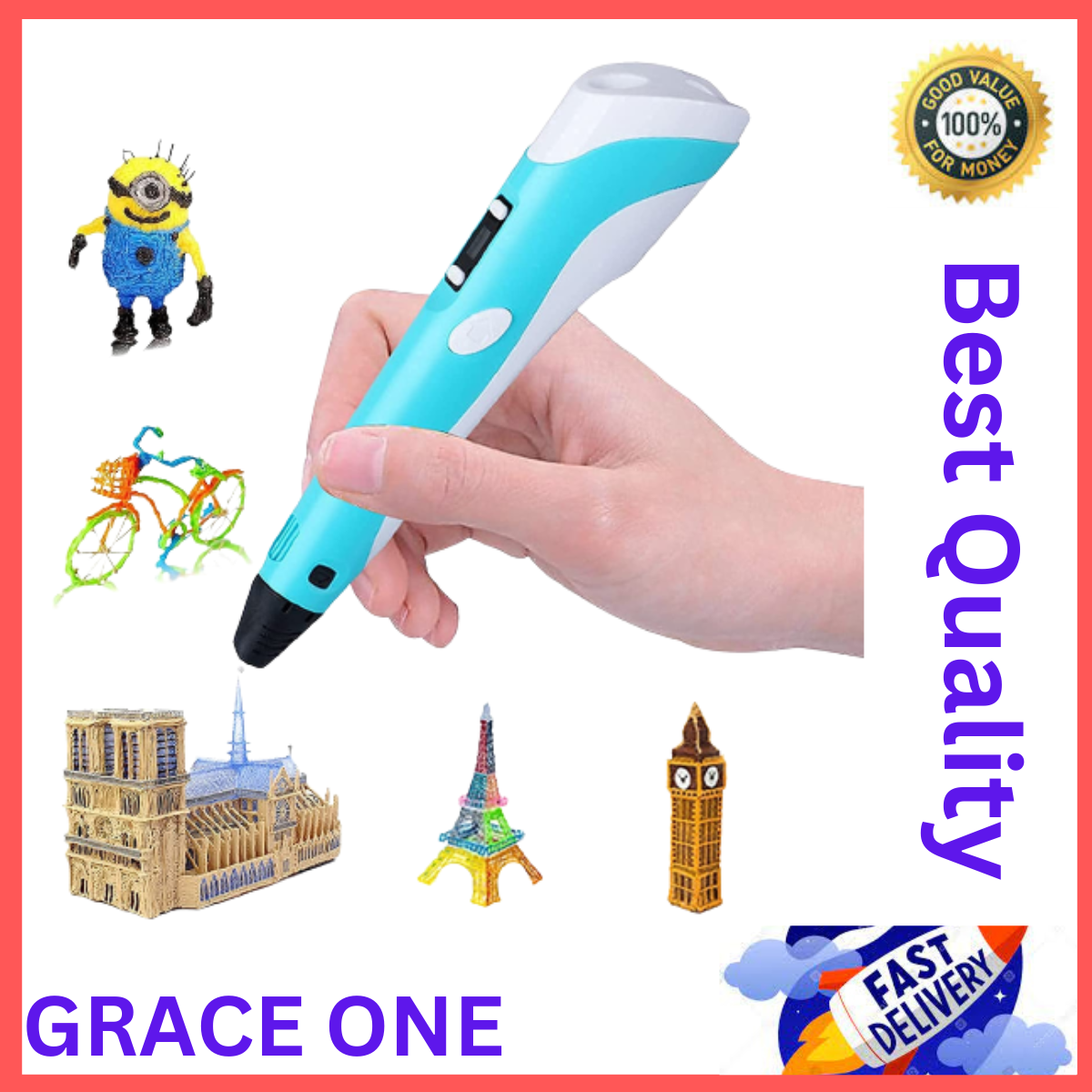 3D Pen upgraded Intelligent 3D Printing PLA Drawing Printer Pen DIY Toy ...