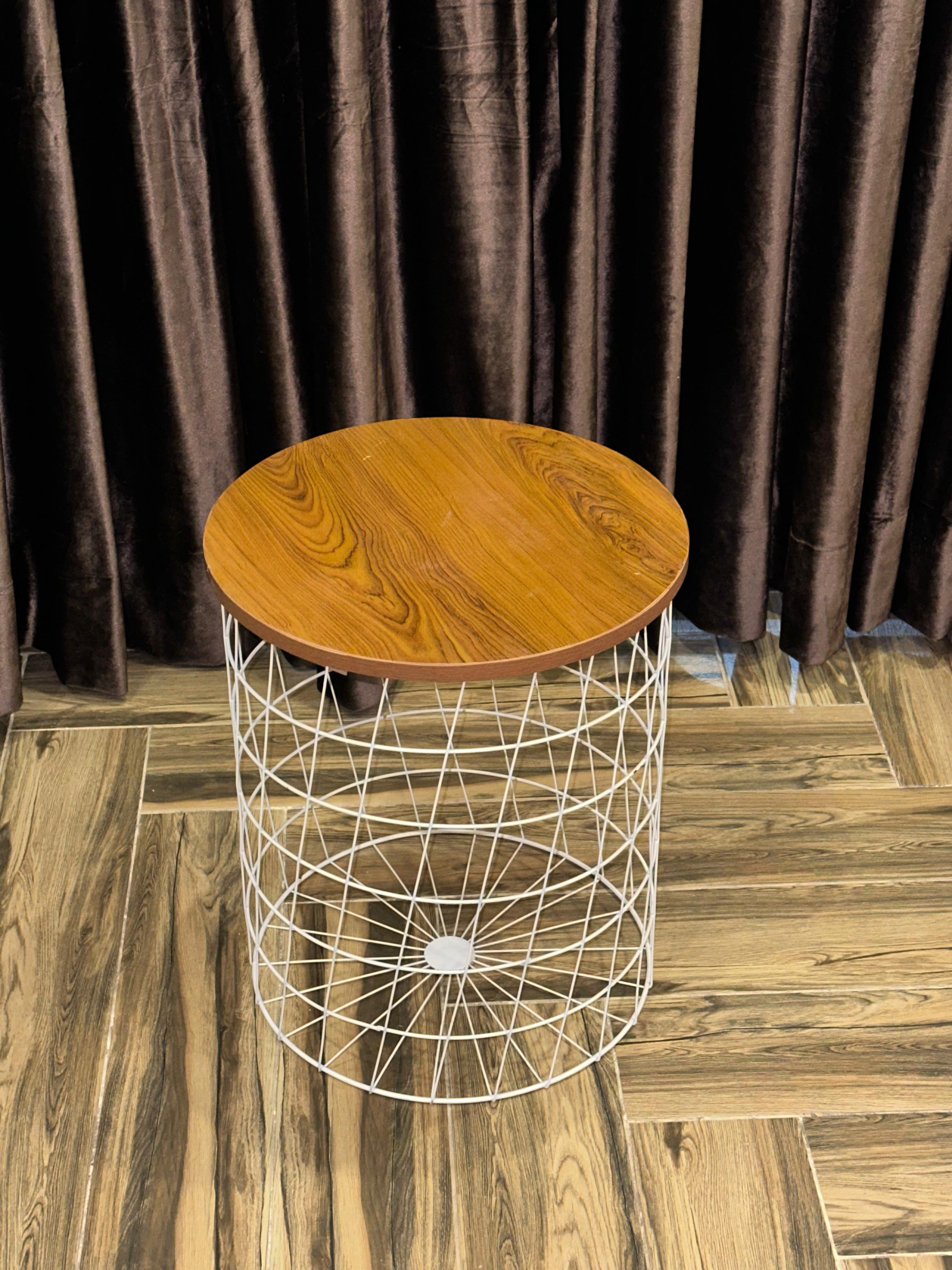 METAL WIRE REMOVABLE WOOD TOP IKEA DESIGN ROUND COFFEE SIDE TABLE ...