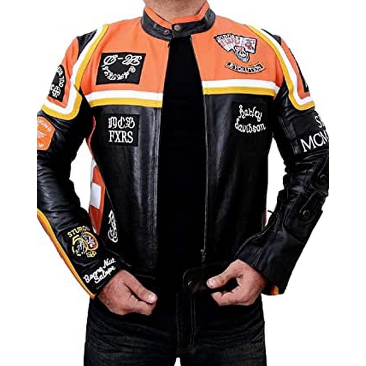 Mens Real Leather HDMM Mickey Rourke Harley Davidson Marlboro Man Biker ...