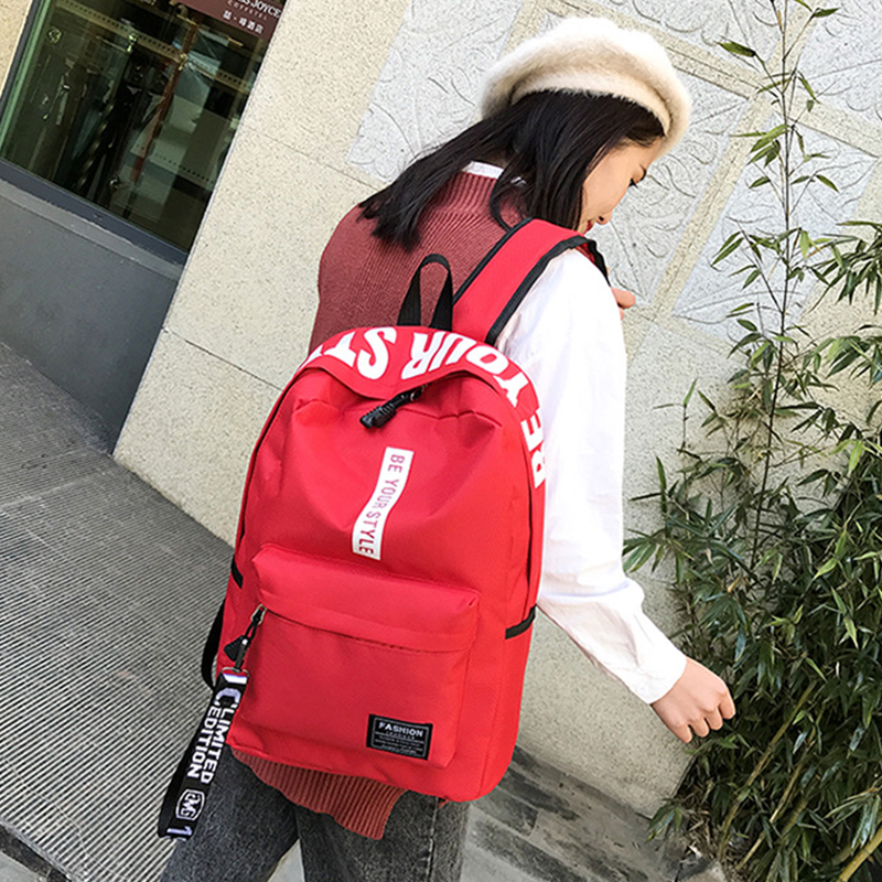Backpack Canvas Large Capacity Fashion Letter Backpack Trendy Book Bag ...