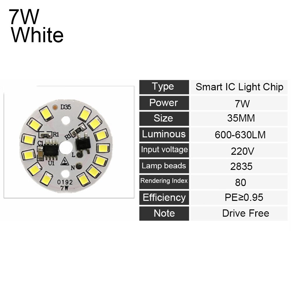 1Pc Warm White/White AC220V Smart IC Driver Bulb Lamp Bean LED Chip ...