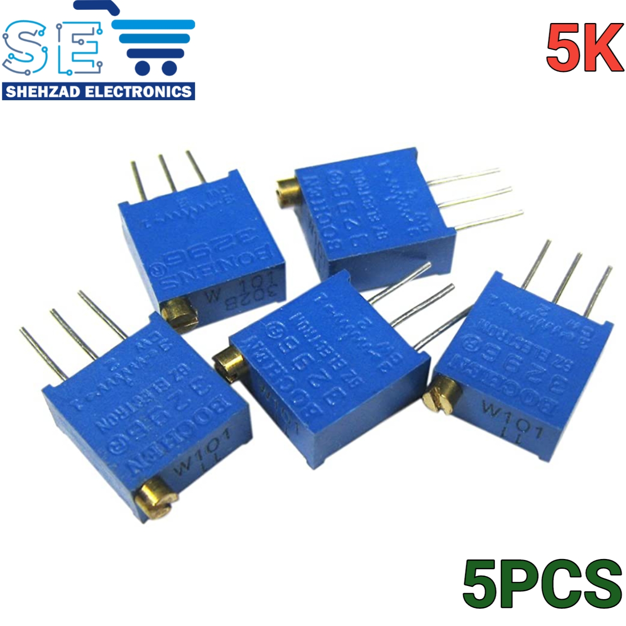 5PCS 3296W 3296 Variable Resistor multi turn Trimpot Trimmer ...