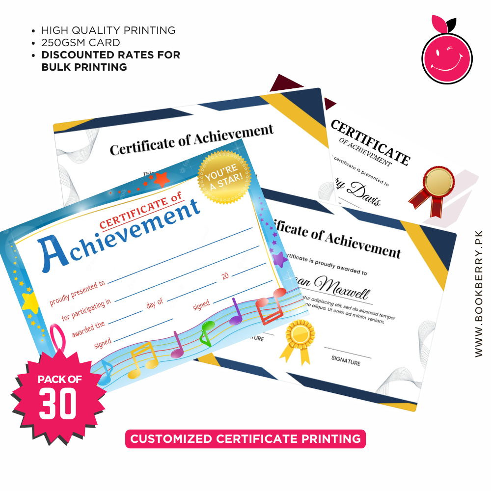 Customized Certificate A4 Size Printing | School Certificate ...
