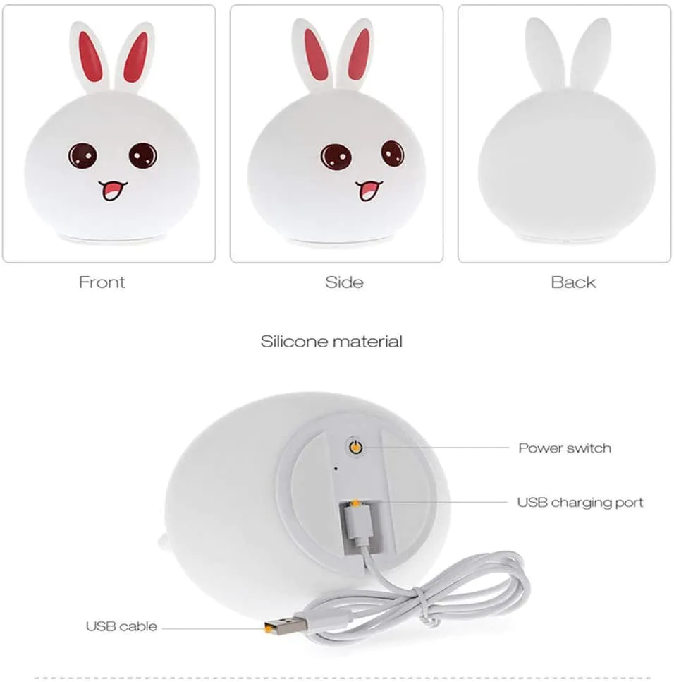 Buy Multicolor Cute Silicon Rabbit Night Lamp LED Night Light Silicone ...