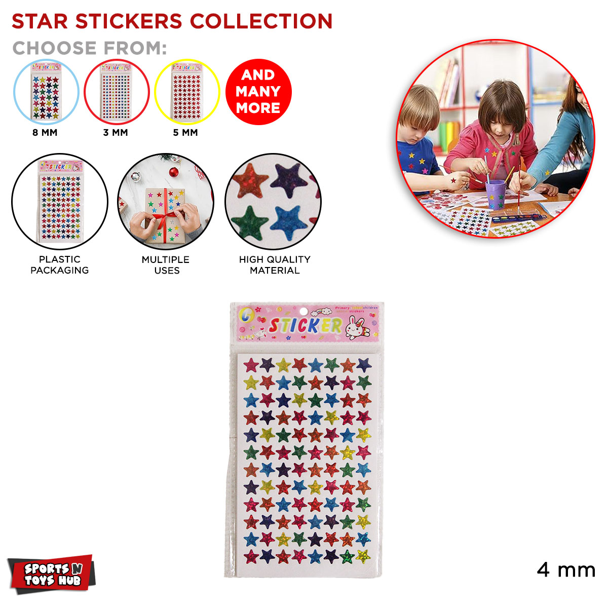 Star Sticker Collection, Self Adhesive Assorted Colors Laser Shiny ...