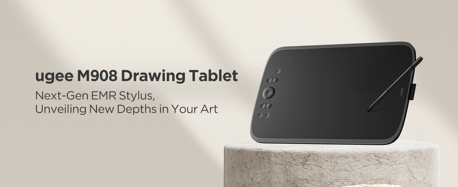 UGEE Upgrade M908 10x6.25Drawing Tablet,Graphics Tablet with 8 Hot Keys ...