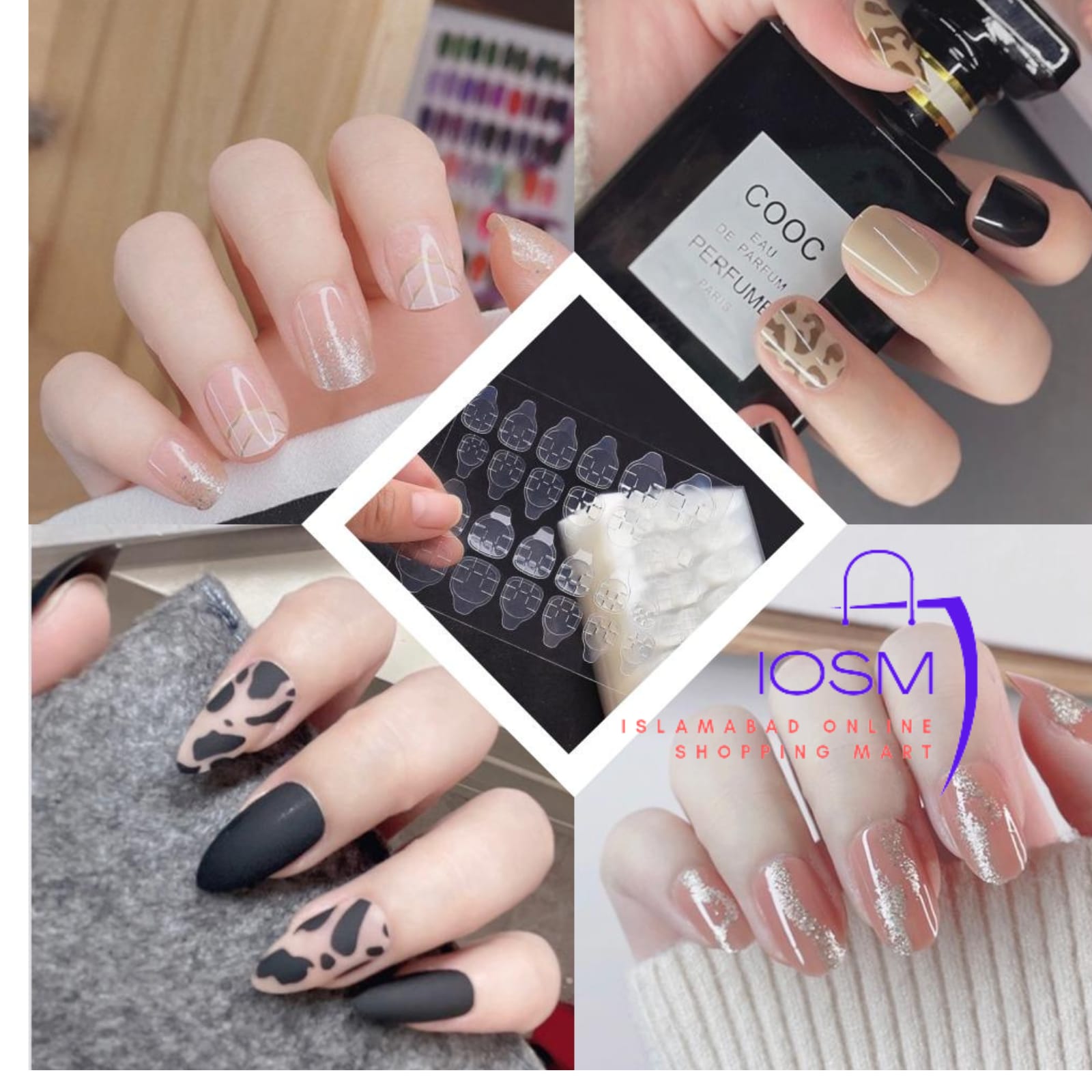 Premium Quality 24 Artificial Nails Mix Range Coffin & Normal Size ...