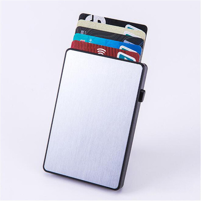 Slim Aluminum Card Wallet RFID Pop-up Push Button Bank Credit Card Case ...