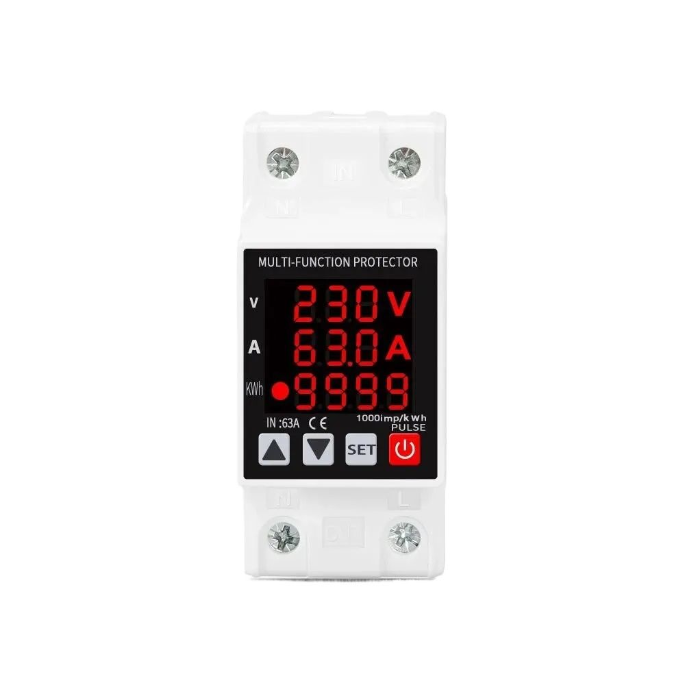 63A multifunction digital AC monitor Current Energy Power kWh Meter ...