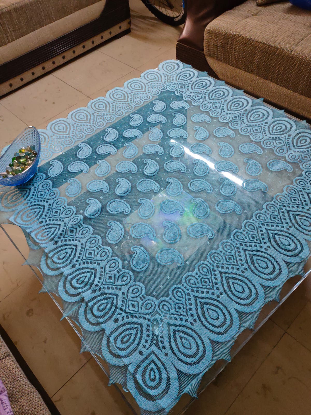 Multi color net center table cover (28x28) Round inches - Center Table ...