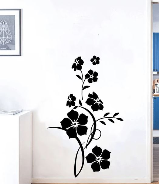 Modern Flowers And Flower Vines Wall Sticker Wallpaper For Door Living ...