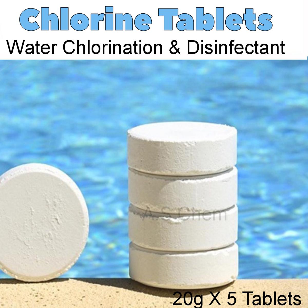 Chlorine Tablets (Pack of 5) | For Swimming Pools and Water Tank ...