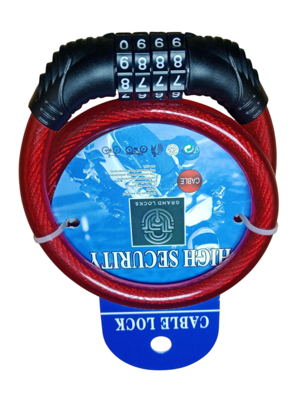 Grand Lock Portable Security 4-Digit Code Bike Lock- Anti-theft Wire ...