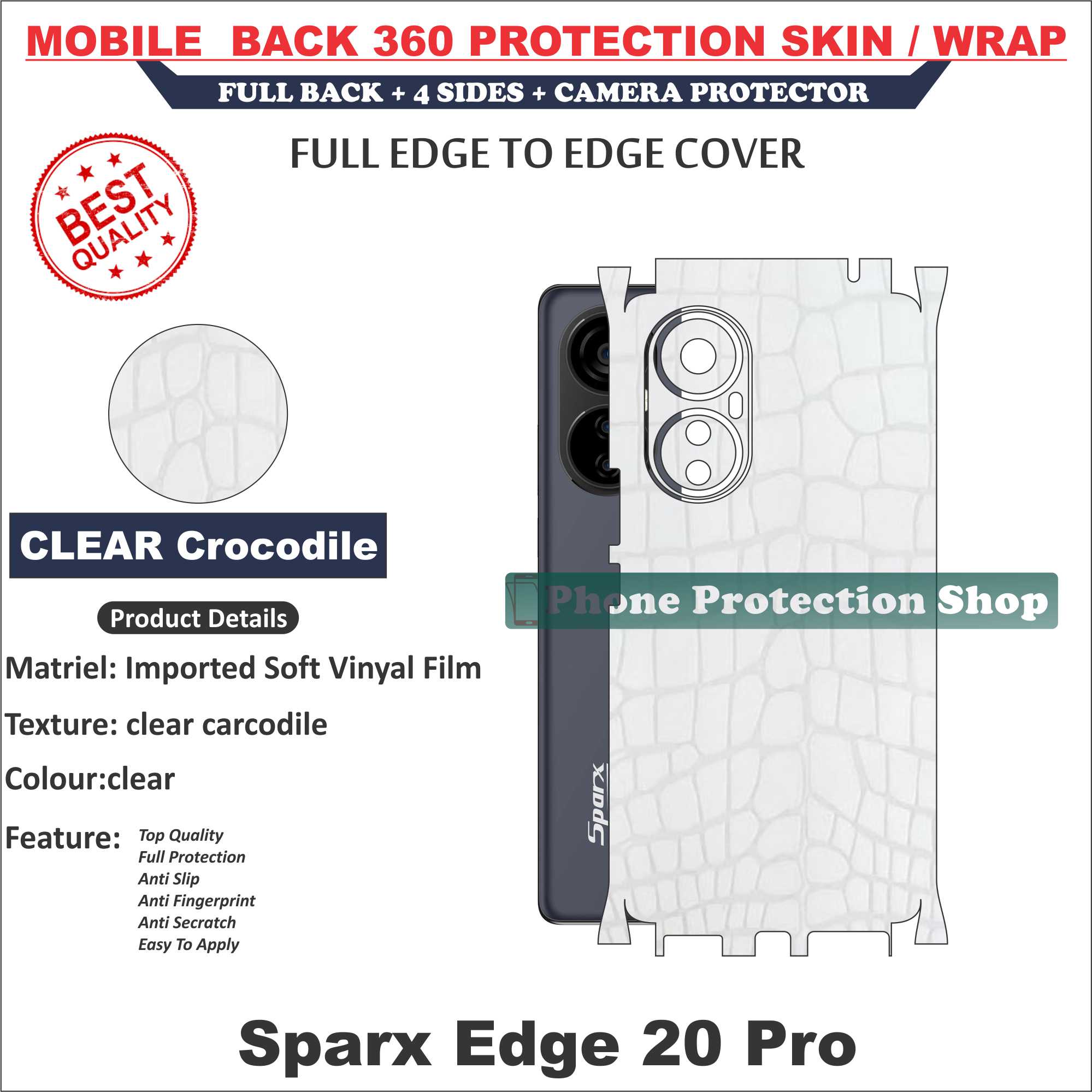 SPARX EDGE 20 pro full Back 360 Protection skin wrap with sides and ...