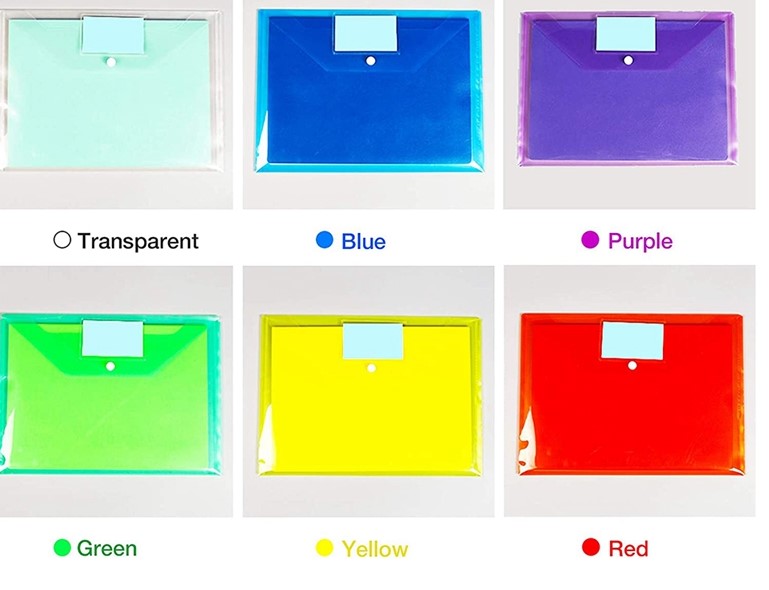 10-Piece Plastic Envelope File Folder with Pocket Document Folder A4 ...