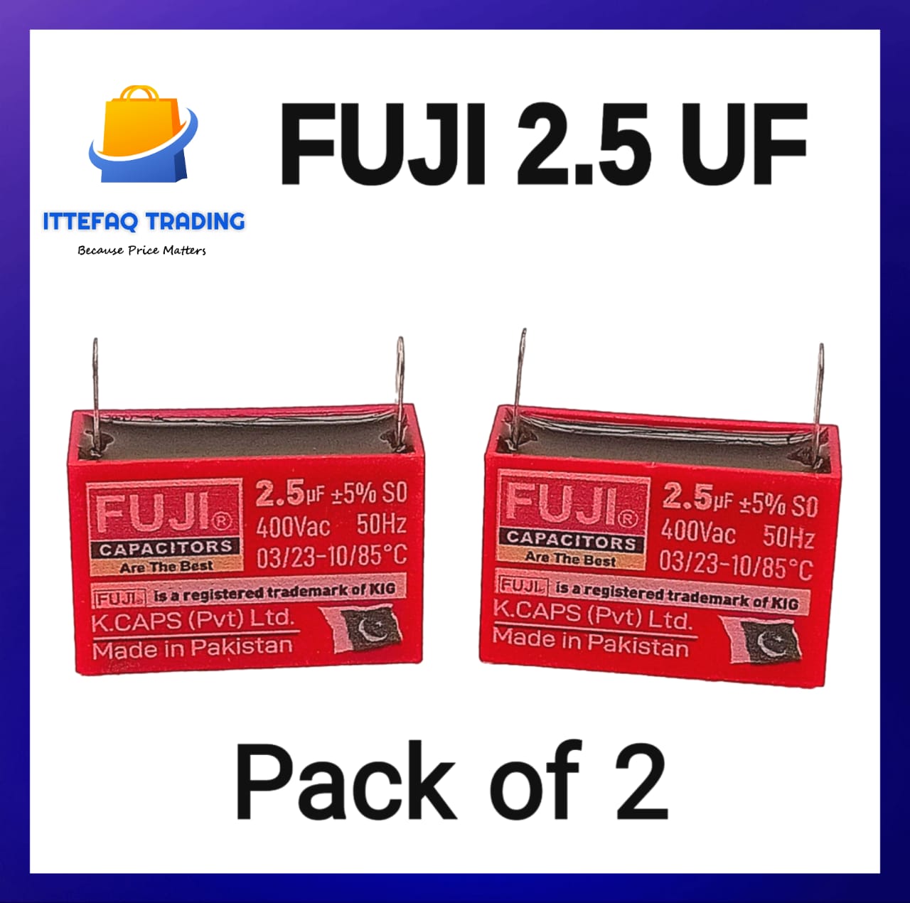 2Pcs FUJI Capacitor 2.5 uF For Ceiling Fans and Motors High Quality ...