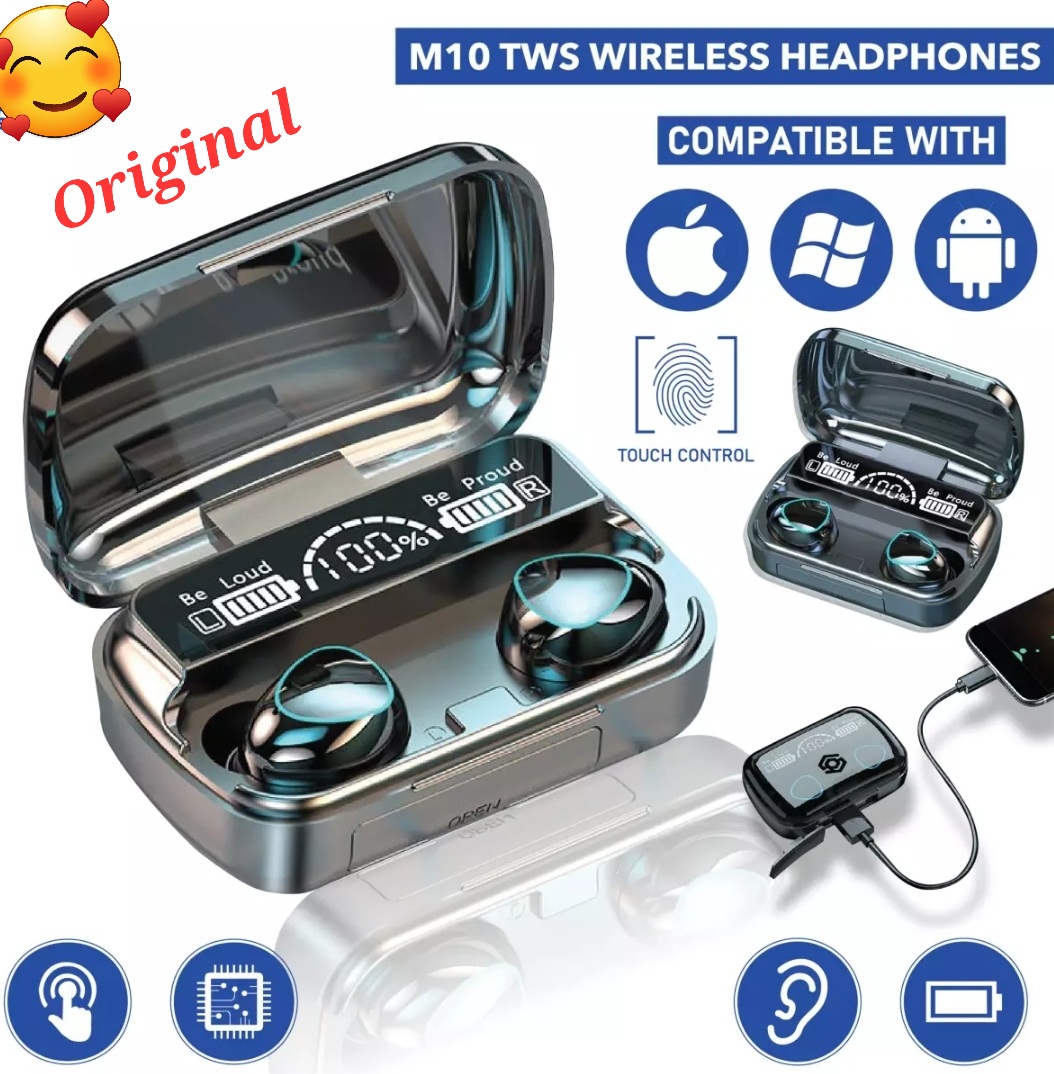 TWS M10 Original Earphones Bluetooth Headphones with Mic Earbuds 3000Mah Charger Box LED Display ...
