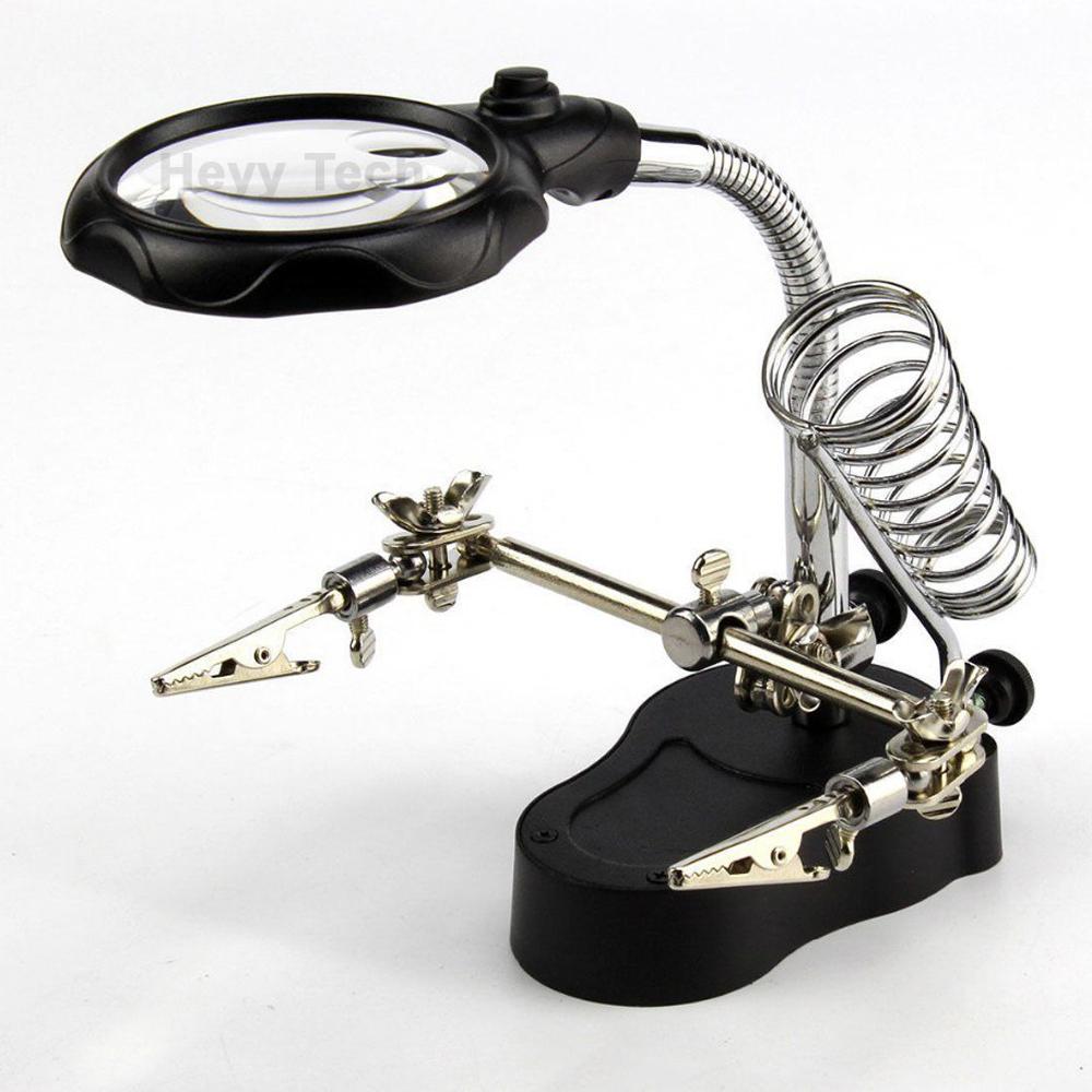 TE 801 Welding Magnifying Glass 2 LED Auxiliary Clip Magnifier 3 In 1 ...