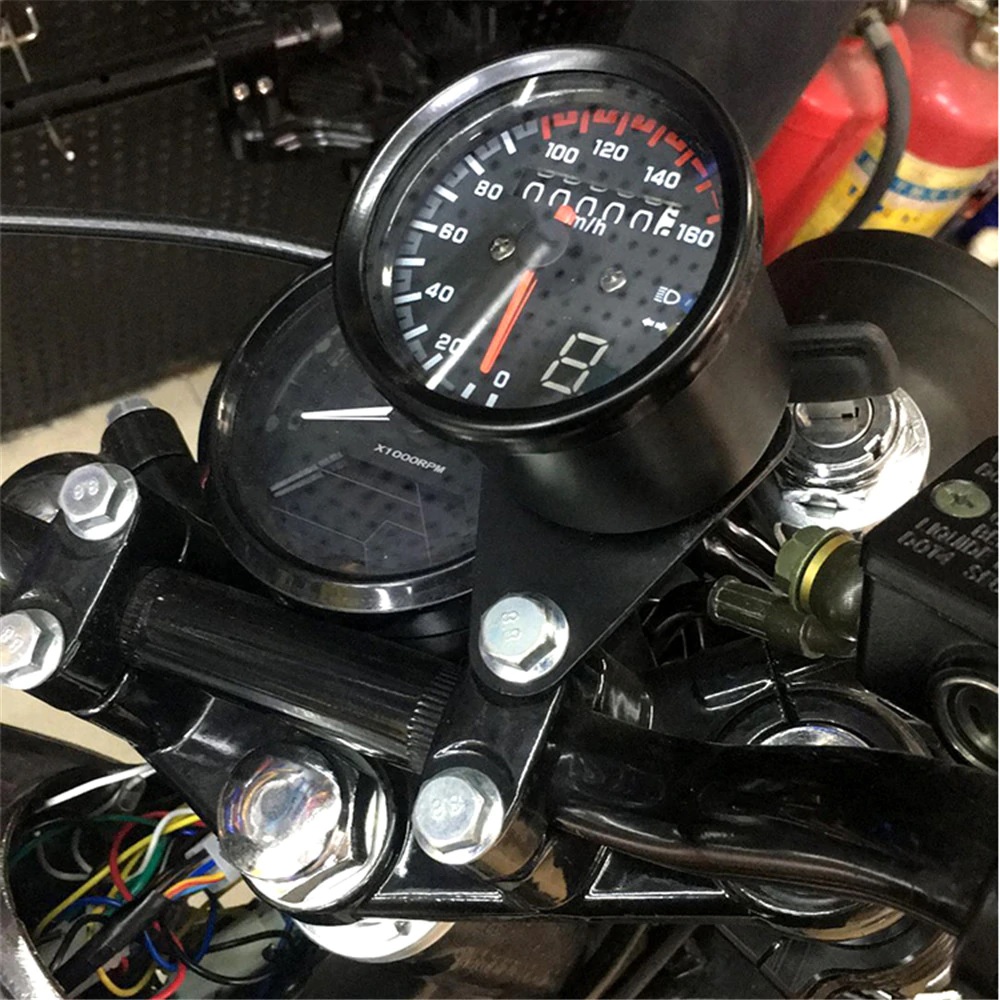 Universal Motorcycle Bike Speedometer Tachometer Gauge with LED ...