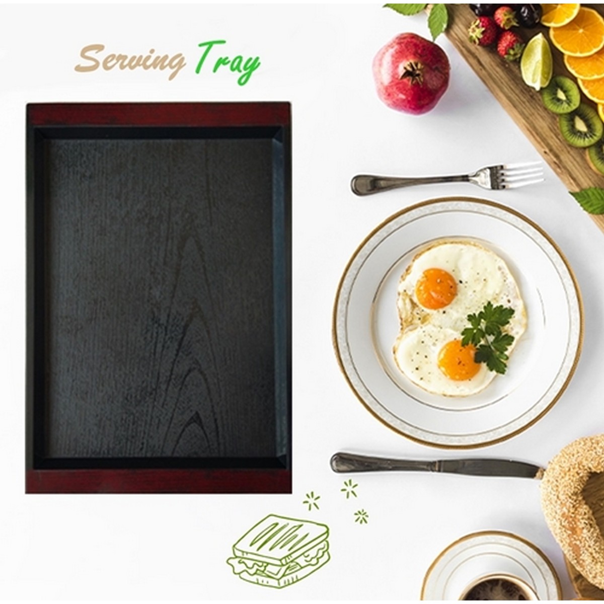 Plastic Tray Serving Trays Set Wooden Design 1 Piece Set of 4 Wooden ...