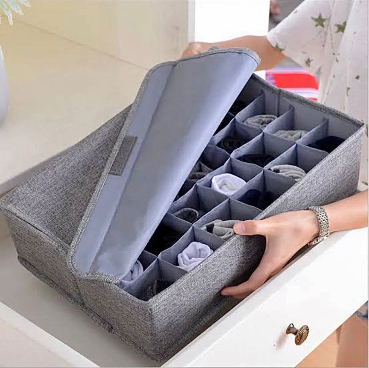 Underwear Socks Storage Organizer with Lids Foldable Closet Drawer ...