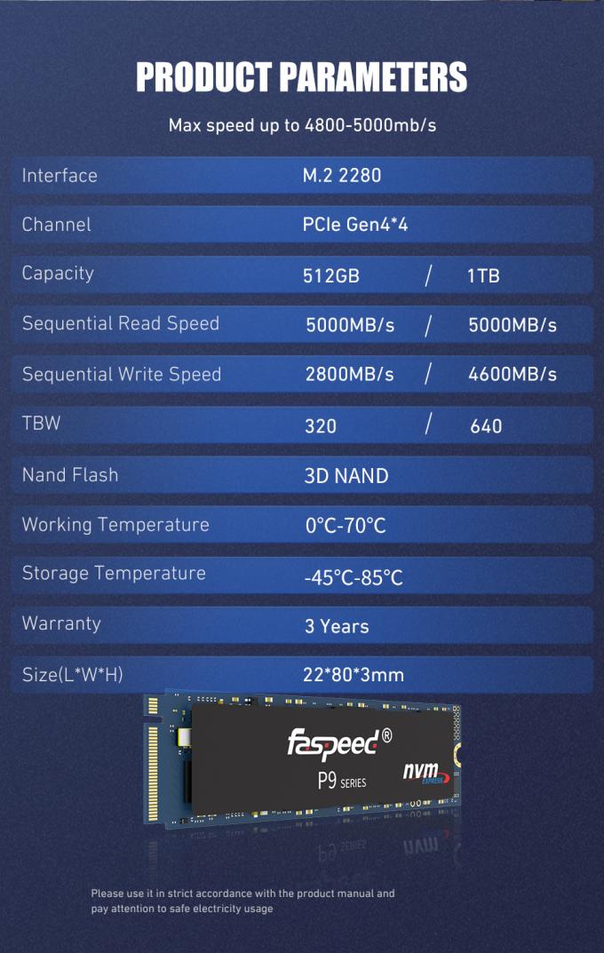 Faspeed PCIe 4.0 512GB 1TB M2 NVMe SSDs Gen4 Drive Solid State Disk For ...