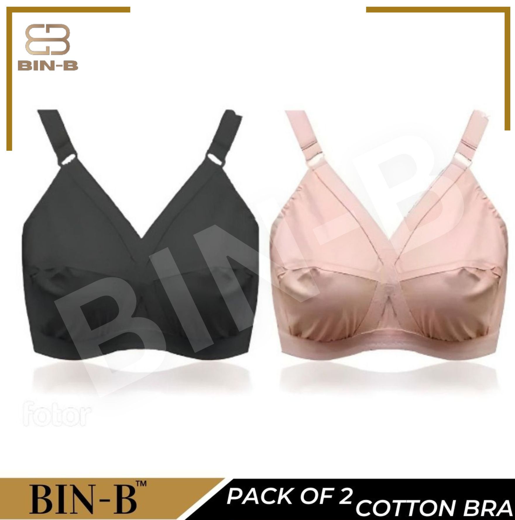 BIN-B Pack of 2- Cotton Bra for Women Girls| Non Padded Ladies Brazier ...