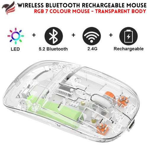 RGB Wireless Mouse With Stiched Mousepad - Slim & Silent 7 Colour LED ...