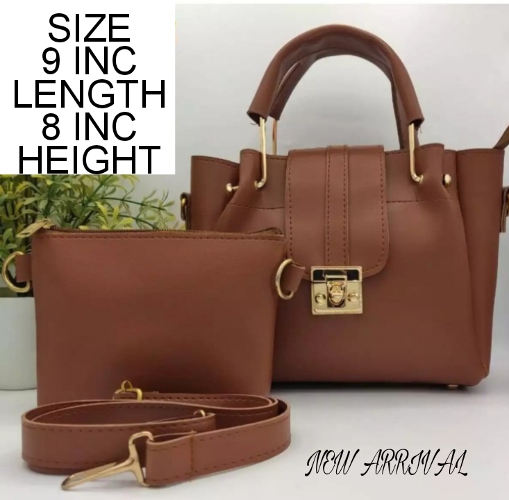Ladies Soft PU Leather Handbag with Small Carry Pouch and Adjustable ...