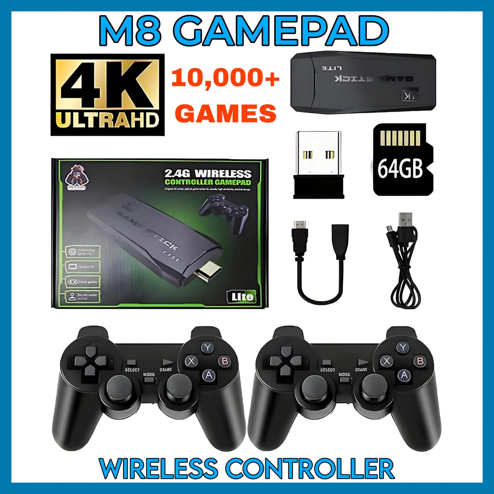 M8 4K HDMI Retro Game Console (64GB TF) | 20000+ Classic Games | Plug ...
