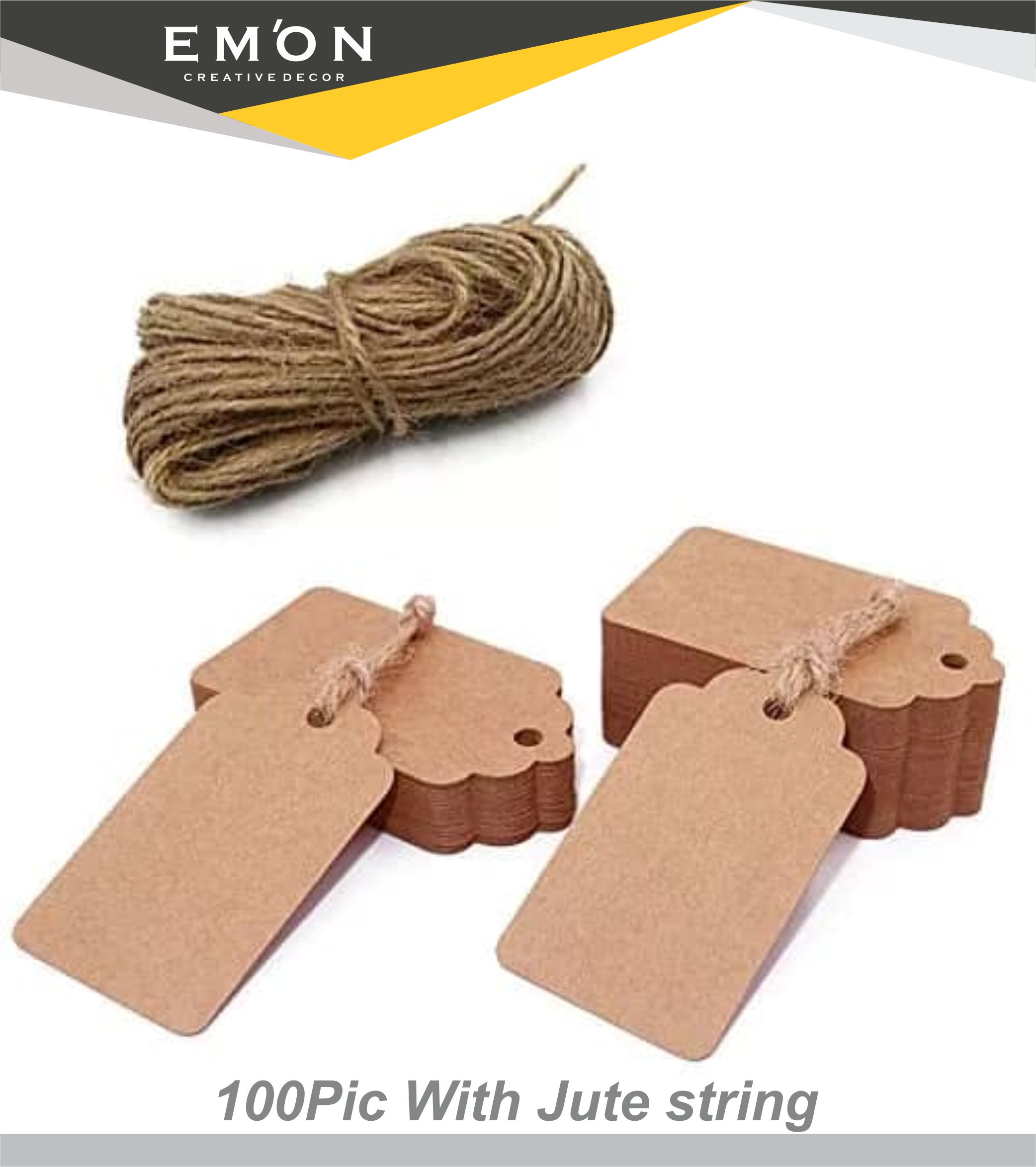 100pcs Plain Kraft card Tags with Strings Hanging Tags Garment Tags for ...
