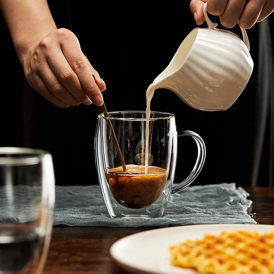 Bistro Heat Resistant Double Wall Glass Coffee Mug - Insulated long tea ...