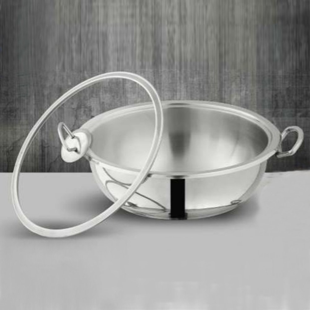 Alpha Stainless Steel Cooking Wok/Karahi Encapsulated Double Bottom ...