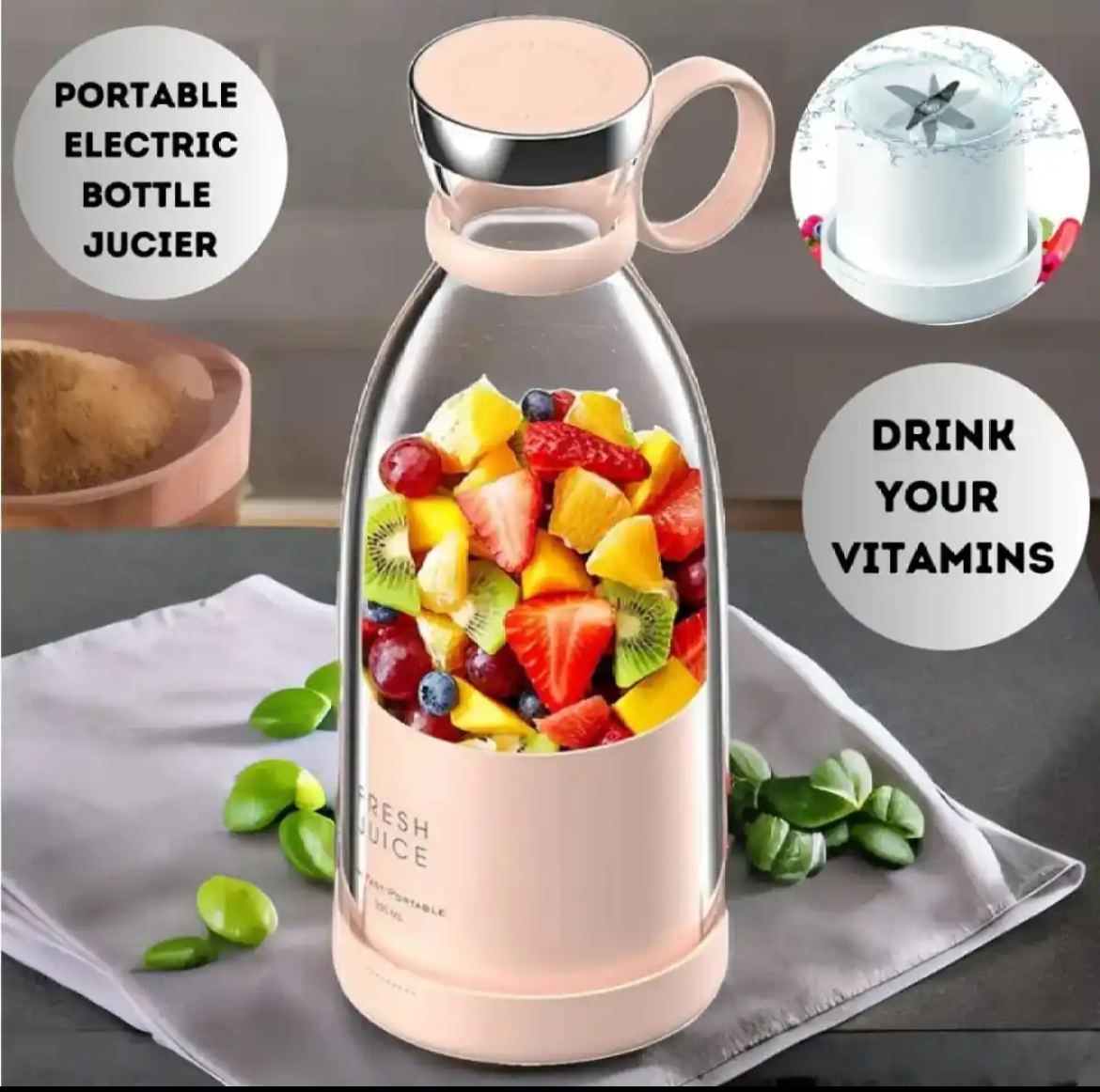 Portable Electric Bottle Juicer For Shakes And Smoothies - Mini Fast ...