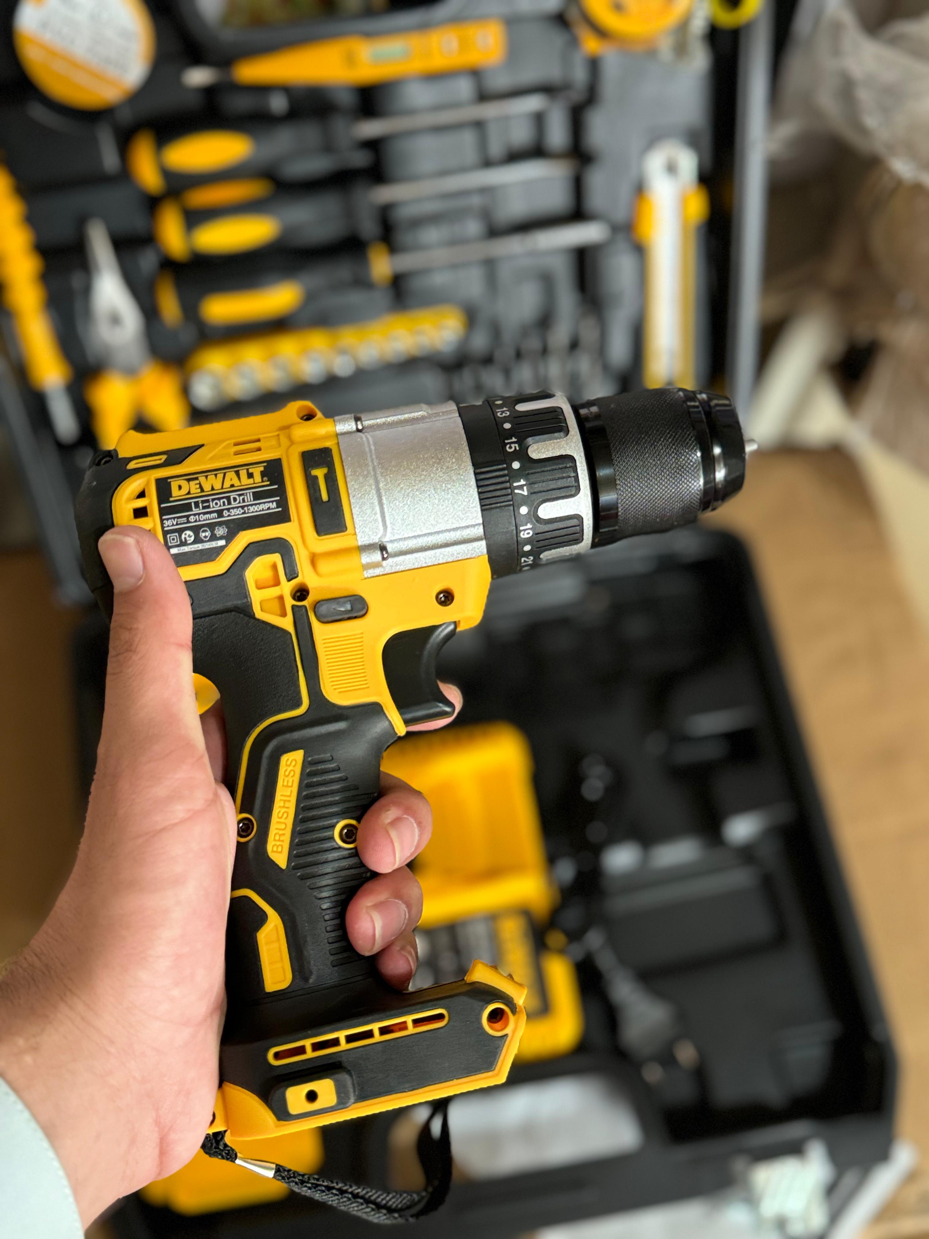 dewalt 36v cordless drill machine set with full tool kit and hammer ...