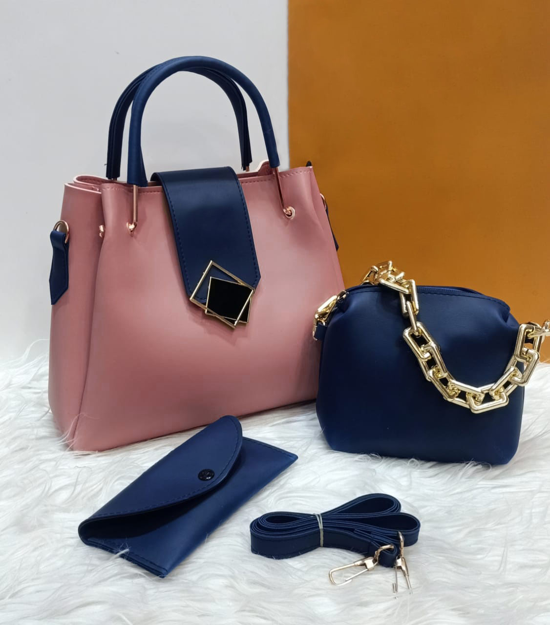 Hand bags for girls pack of 3 and 4 piece set with long strap and ...