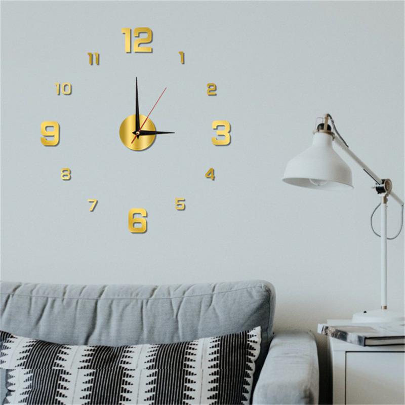 1/2PCS Large Wall Clock 3D Luminous Frameless Wall Clocks Digital Clock ...