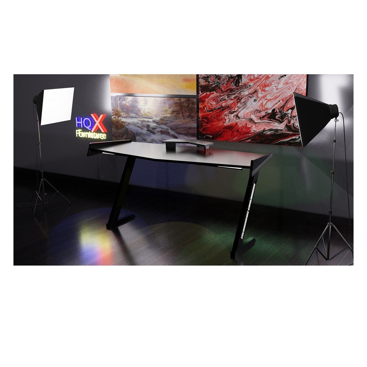 48 inches Branded Black Gaming Computer Desk with Removable Monitor ...