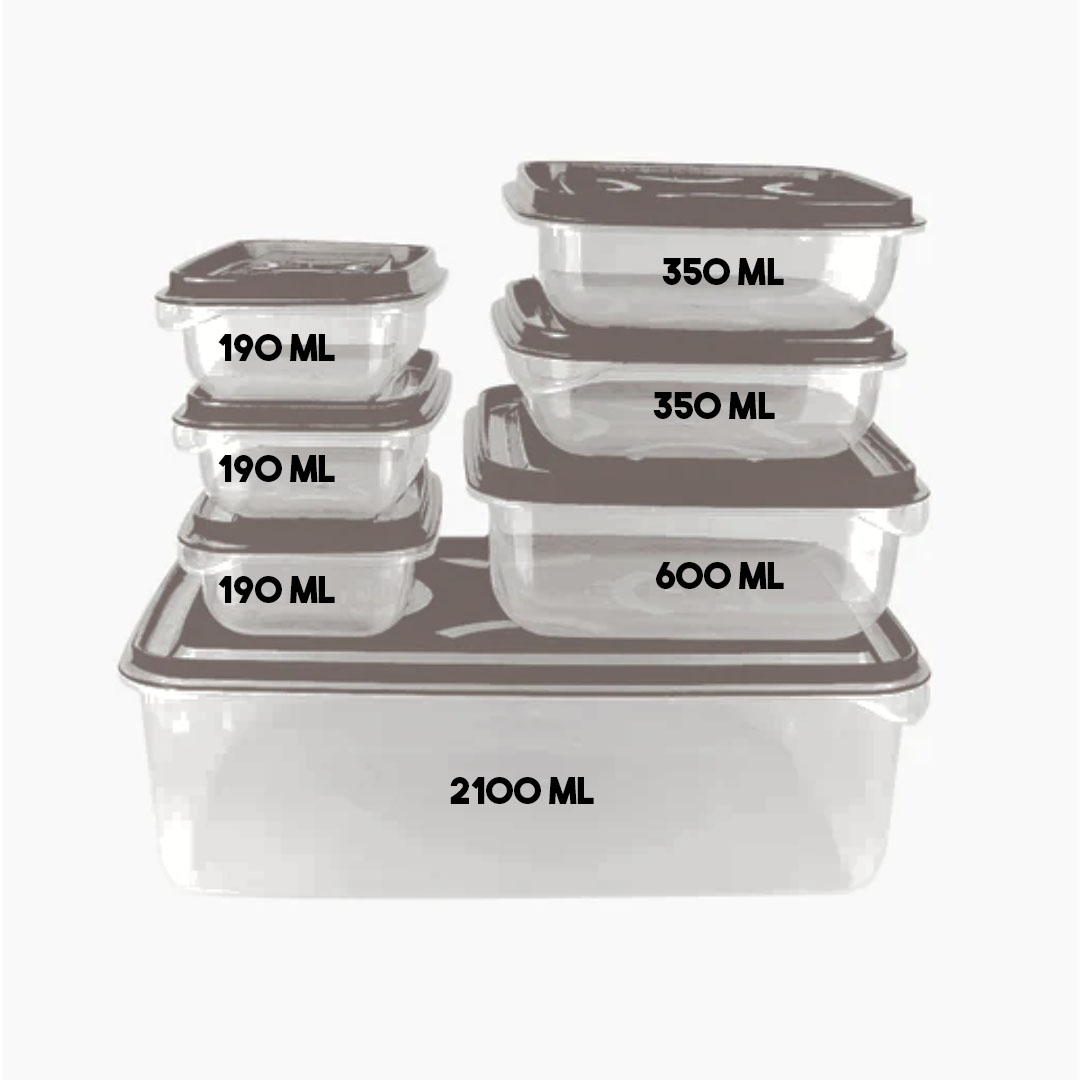 Plastic Food Storage Containers Set of 7 Stackable BPA Free Airtight ...
