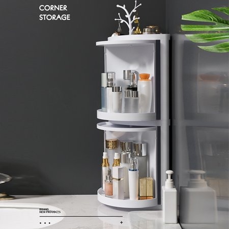 Bathroom Corner Shelf Rack Rotating 360 Degree Corner Storage Holder ...