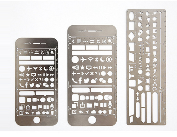 Hollow metal steel ruler ruler UI lace ruler drawing template hand ...