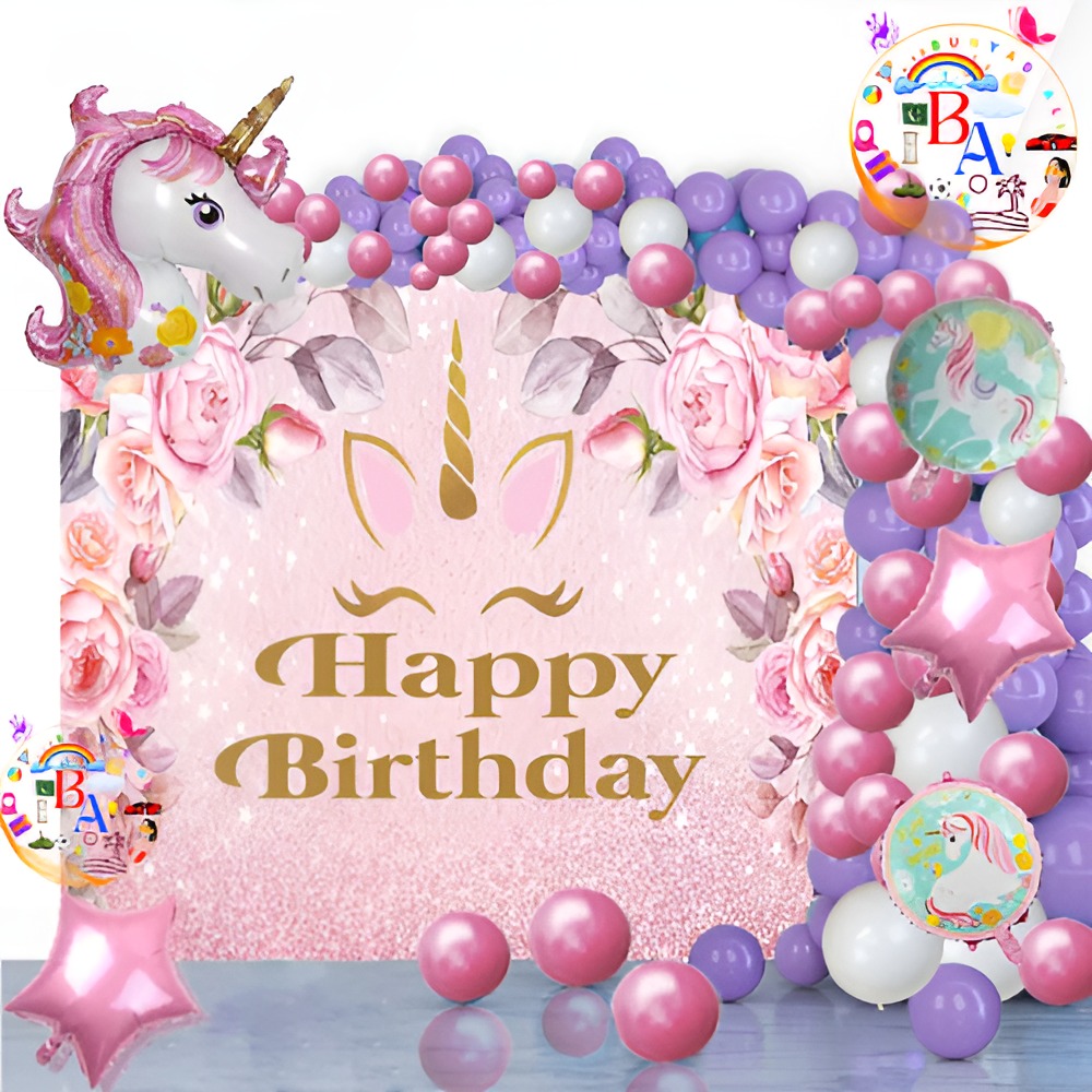 Unicorn Happy Birthday Theme Set 51 Pcs | Daraz.pk