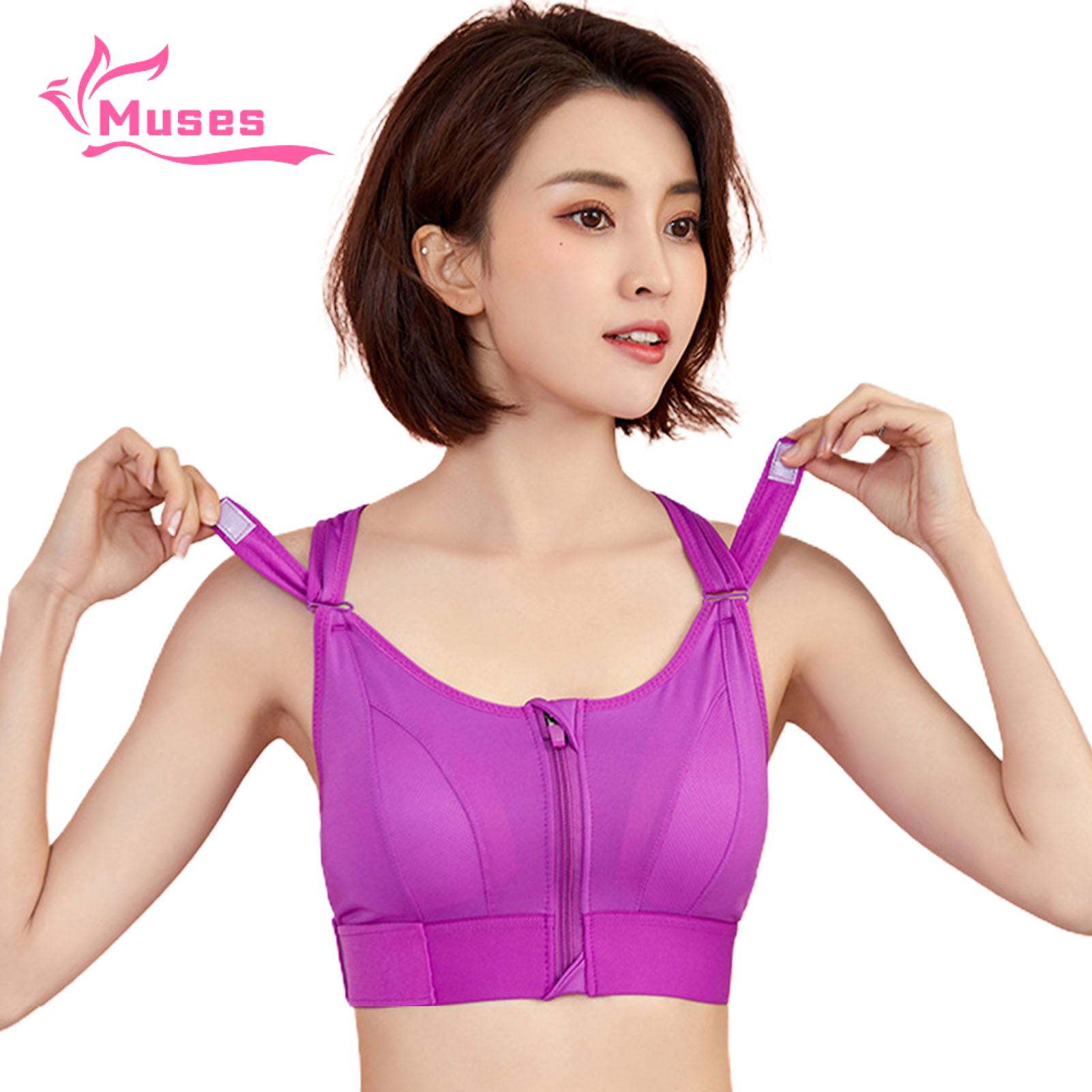 Muses Mall Women Sports Bra Adjustable Professional Anti-Vibration Bra Padded Sports Bra ...