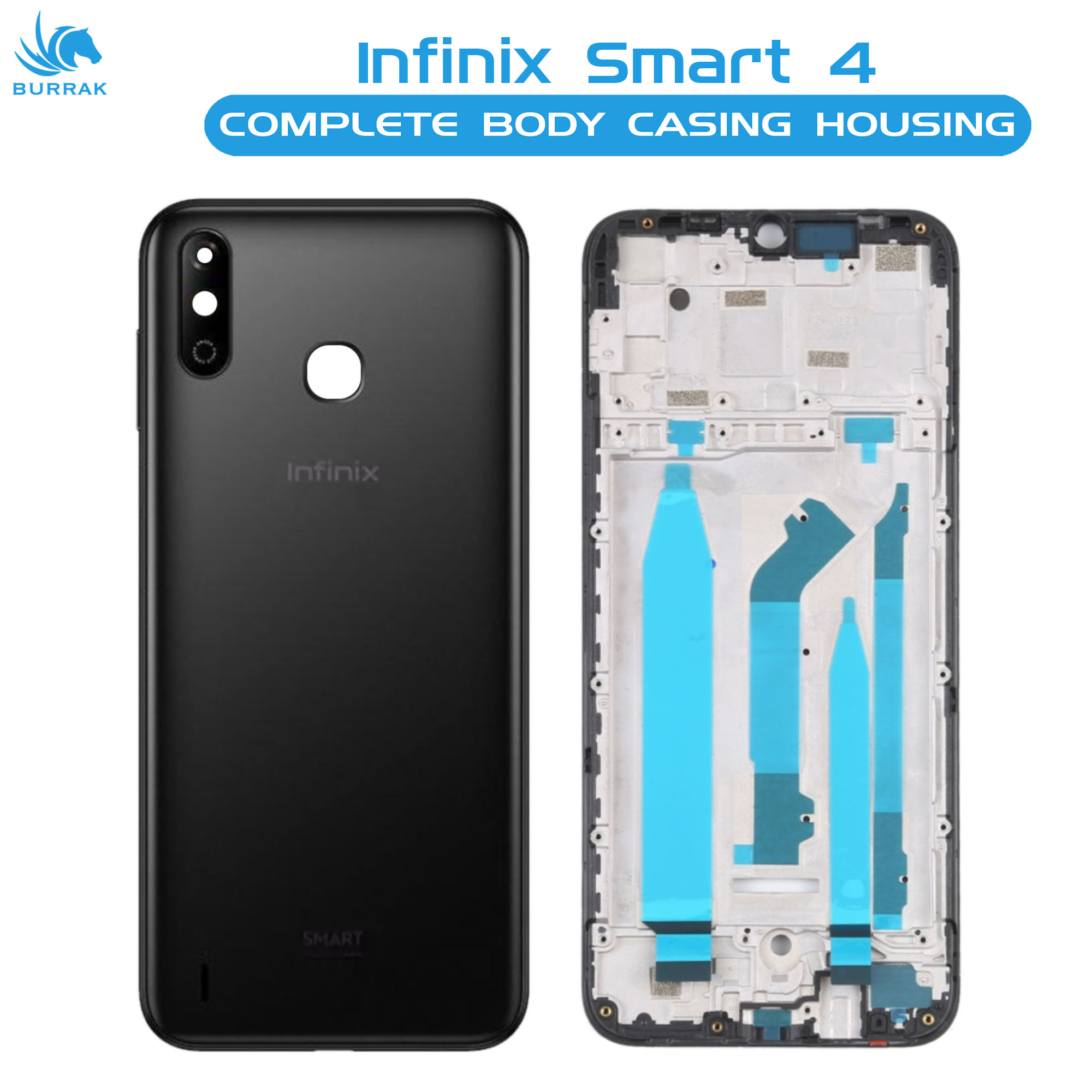 Infinix Smart 4 Housing Middle Frame With Side Button and Camera Lens ...