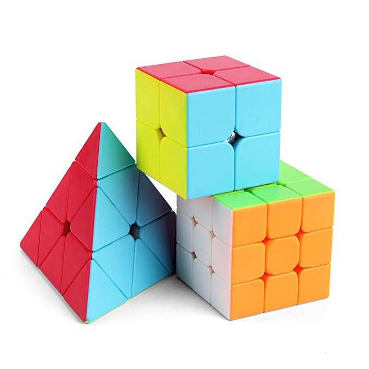 Bundle of 3 Rubiks cubes 2x2, 3x3, pyramid (Triangle) - Sticker less ...